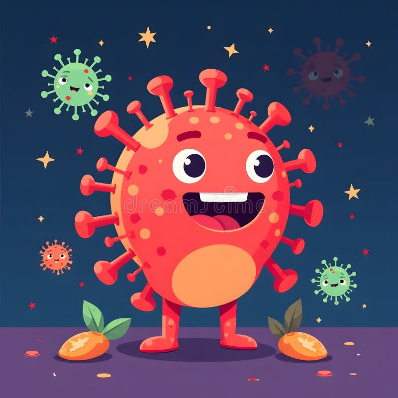 Cute Anthropomorphized Virus Character in a Fantasy Landscape. Stock ...