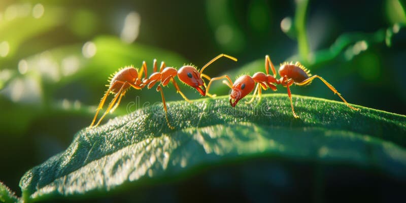 Cute Ants on a Leaf stock photo. Image of plant, animals - 385471890