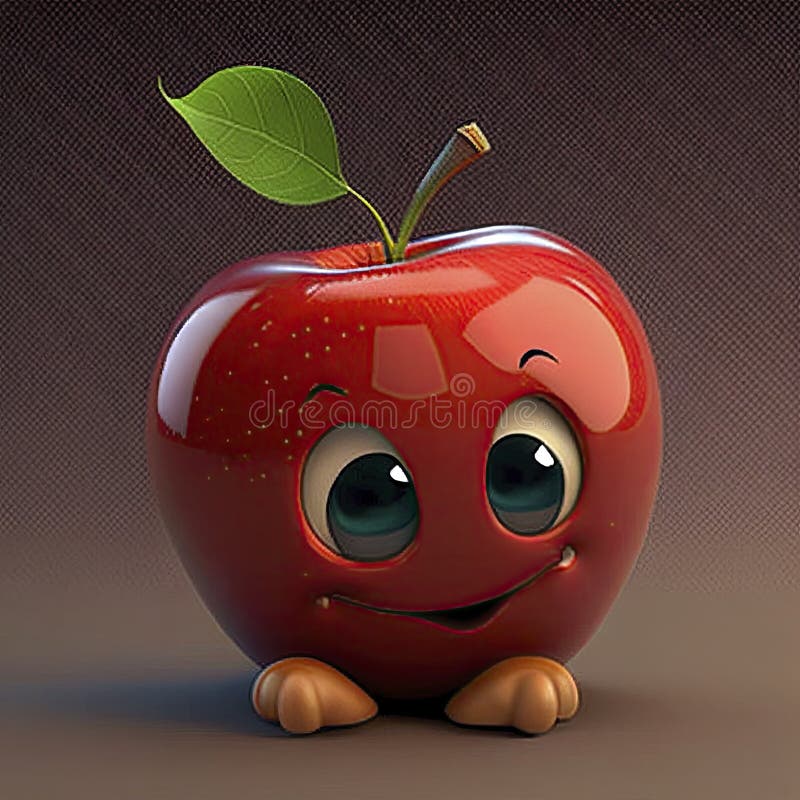 Cute Apple Cartoon Character Stock Illustration - Illustration of ...