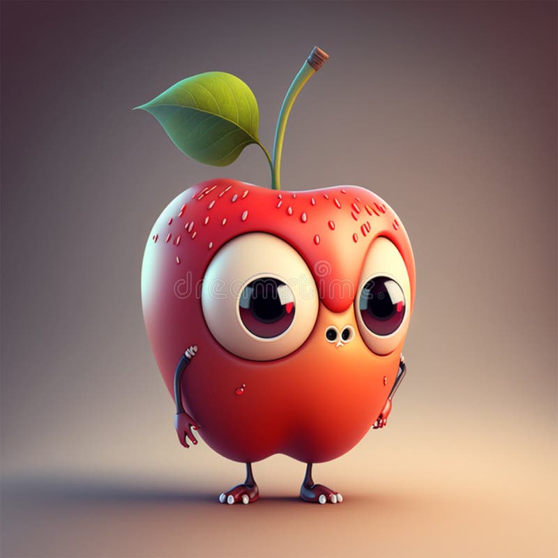 Cute apple Character stock illustration. Illustration of cute - 268858576