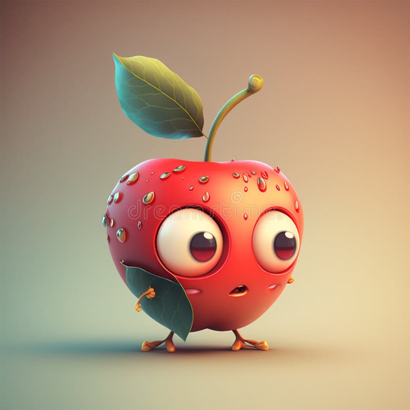 Cute apple Character stock illustration. Illustration of file - 268858579