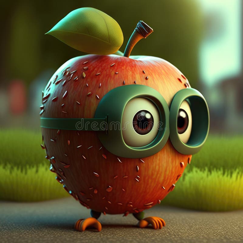 Cute apple character stock illustration. Illustration of comic - 269564712