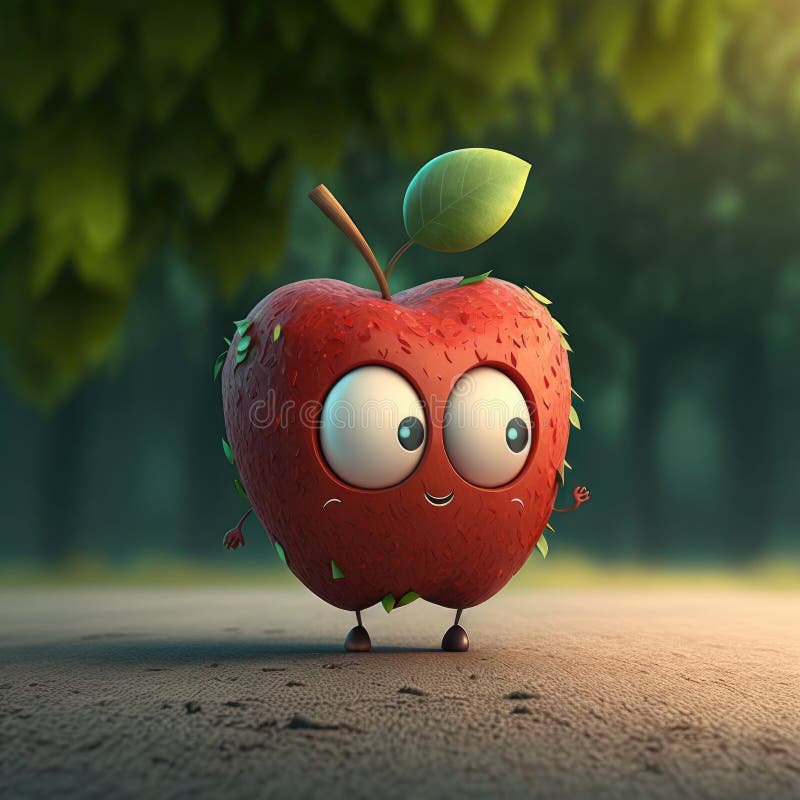 Cute apple character stock illustration. Illustration of cartoon ...