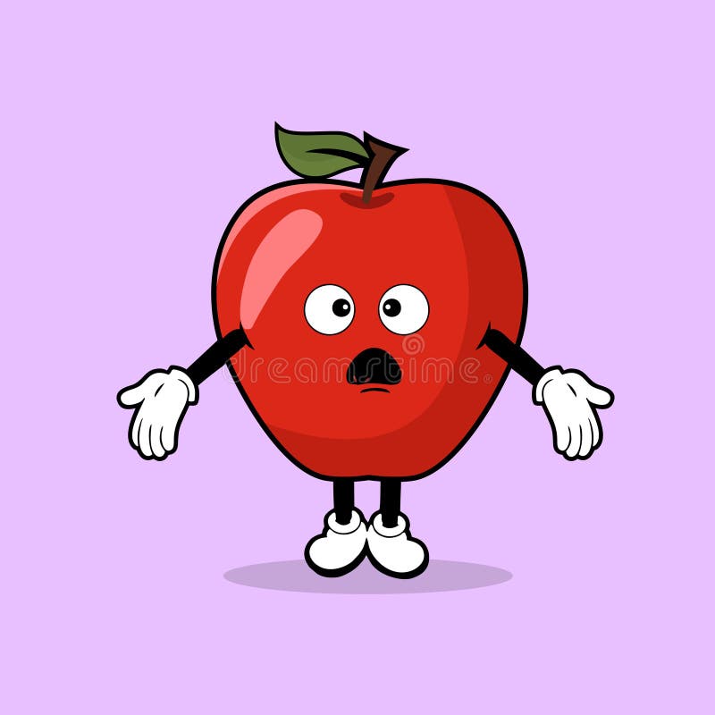 Cute Apple Fruit Character with Confuse Expression Vector Stock Vector ...