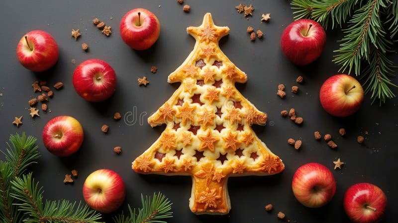 Cute Apple Pie Christmas Tree Stock Illustration - Illustration of ...