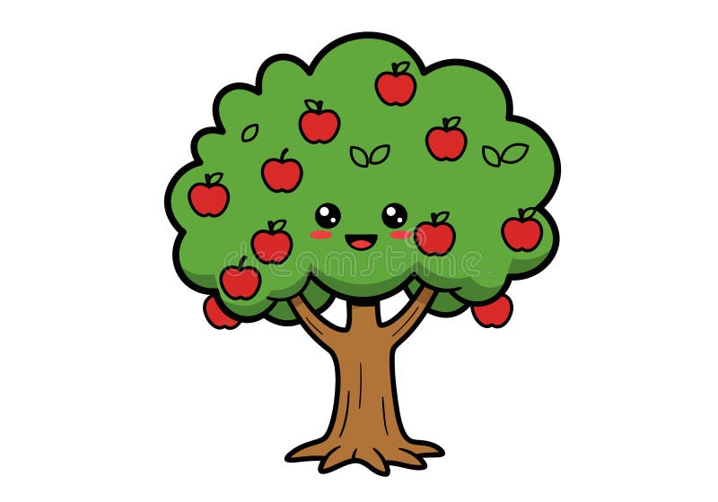 Cute apple tree clipart stock vector. Illustration of plant - 365703967