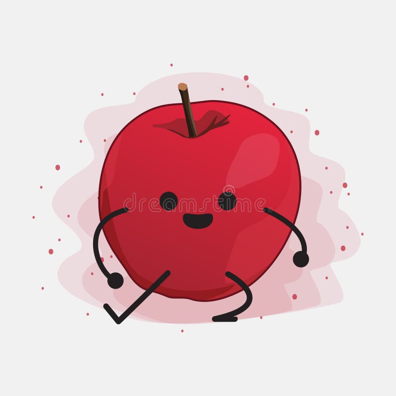 Cute Apple Vector Character Illustration Stock Vector - Illustration of ...
