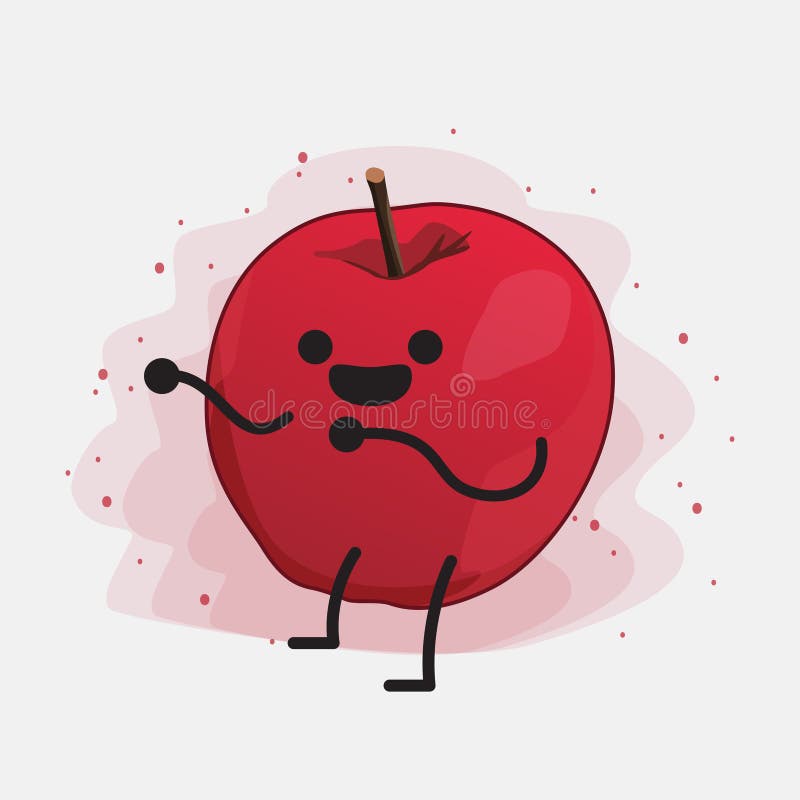 Cute Apple Vector Character Illustration Stock Vector - Illustration of ...