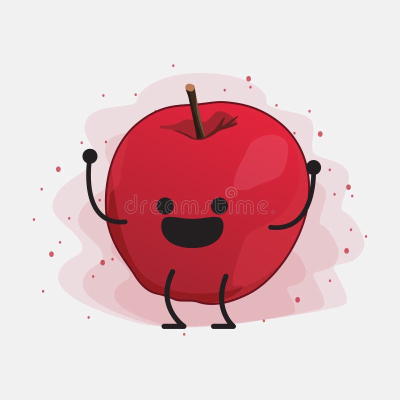Cute Apple Vector Character Illustration Stock Vector - Illustration of ...