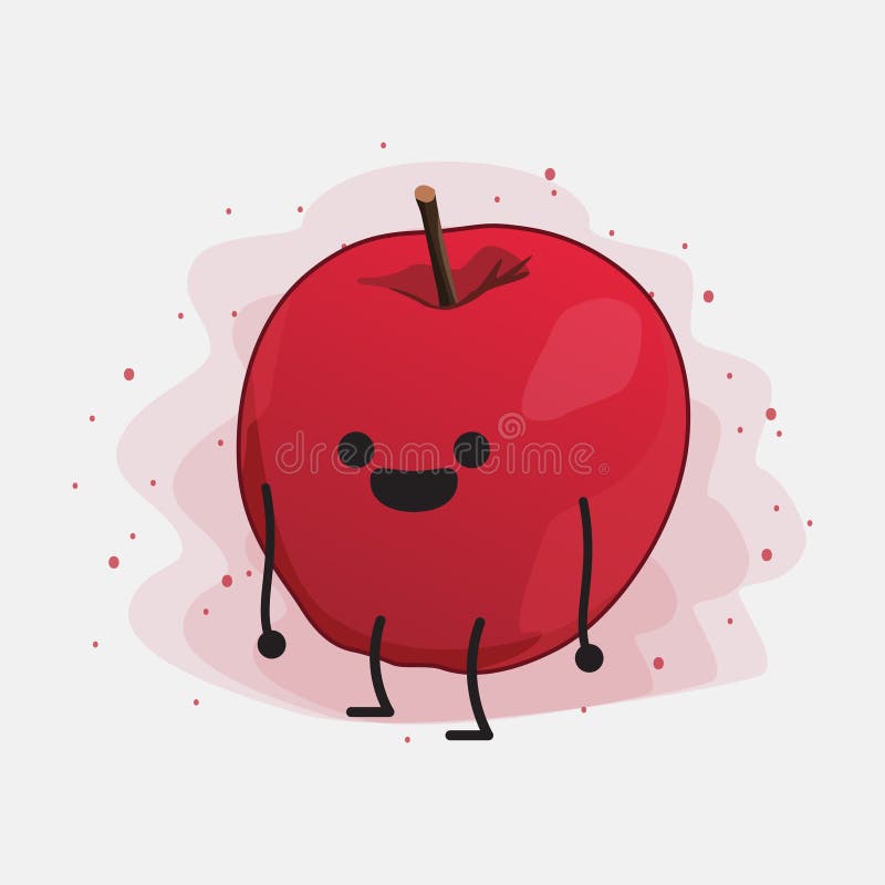 Cute Apple Vector Character Illustration Stock Vector - Illustration of ...