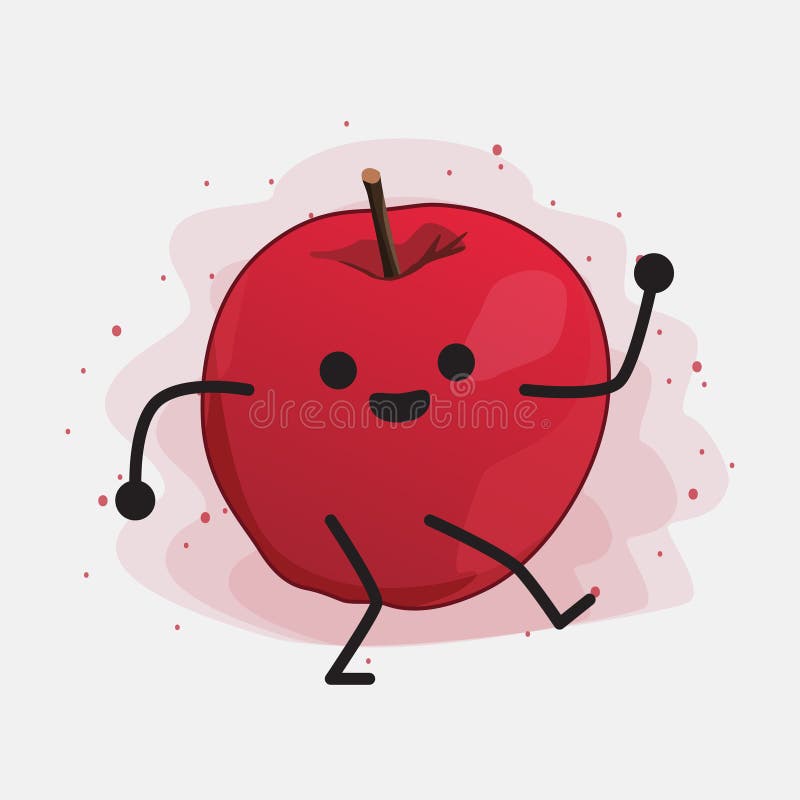 Cute Apple Vector Character Illustration Stock Vector - Illustration of ...
