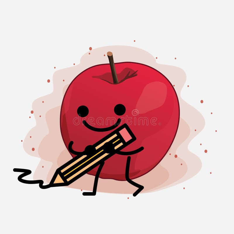 Cute Apple Vector Character Illustration Stock Vector - Illustration of ...