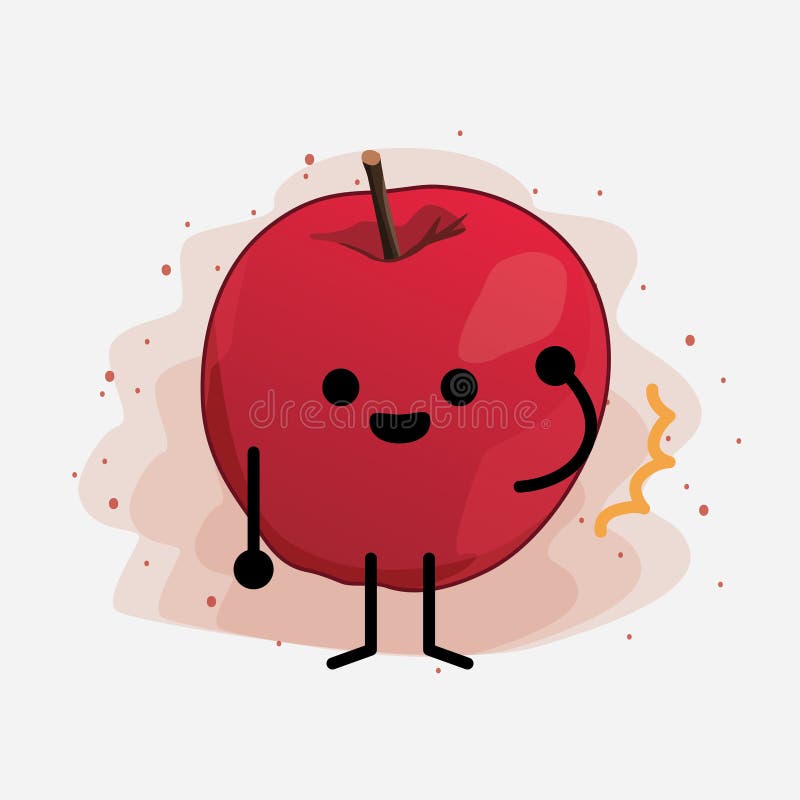 Cute Apple Vector Character Illustration Stock Vector - Illustration of ...