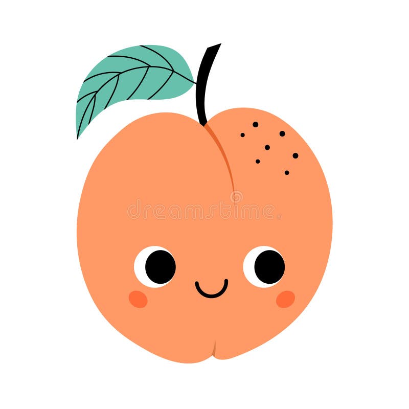 Cute Apricot in Kawaii Style,vector Illustration Stock Vector ...