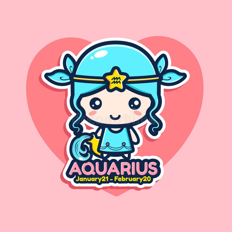 Cute Aquarius Zodiac Character Stock Vector - Illustration of astronomy ...