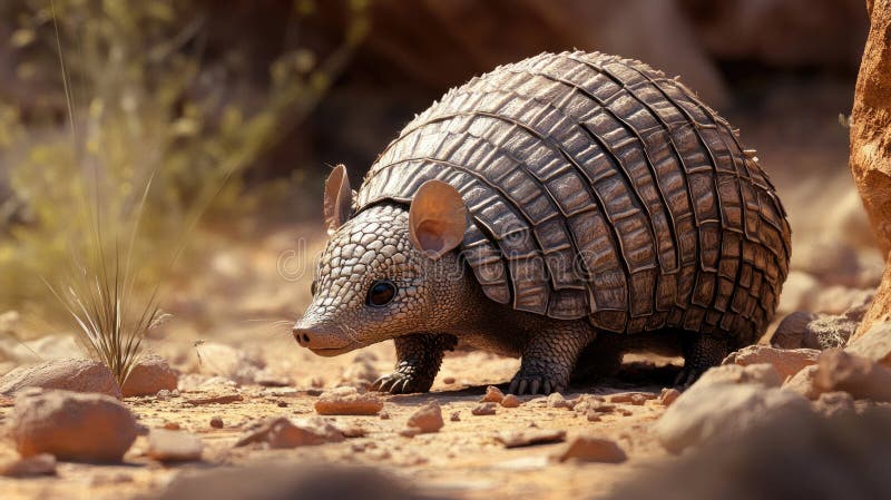 A Cute Armadillo in Its Natural Setting Stock Illustration ...