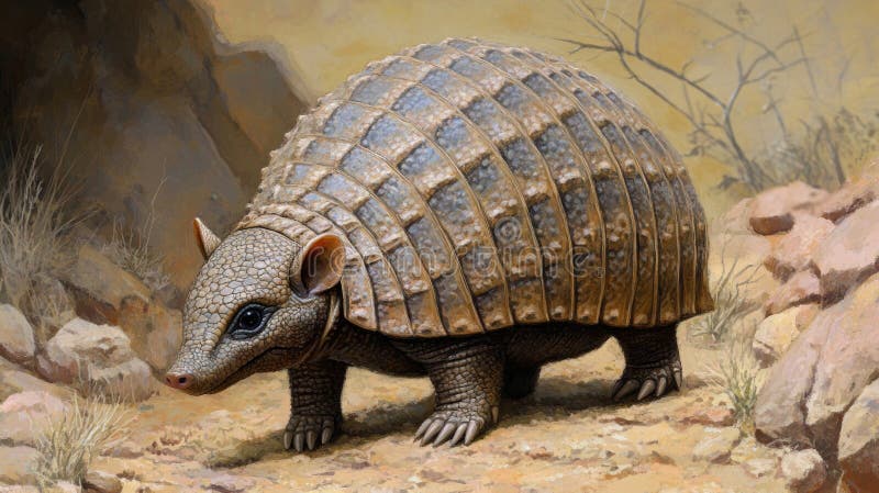 A Cute Armadillo in Its Natural Setting Stock Illustration ...