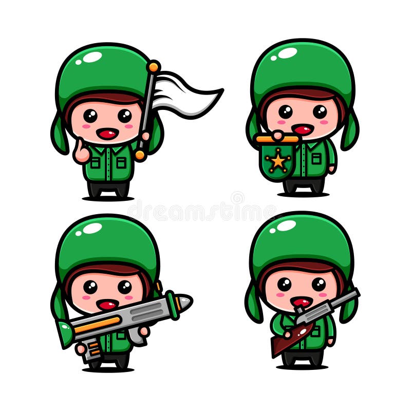 Cute Army Character Design Themed Maintain the Region Stock Vector ...
