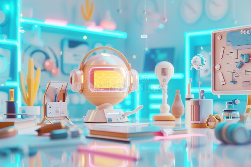 Cute Artificial Intelligence Machine Futuristic Teacher Humanoid Robot ...