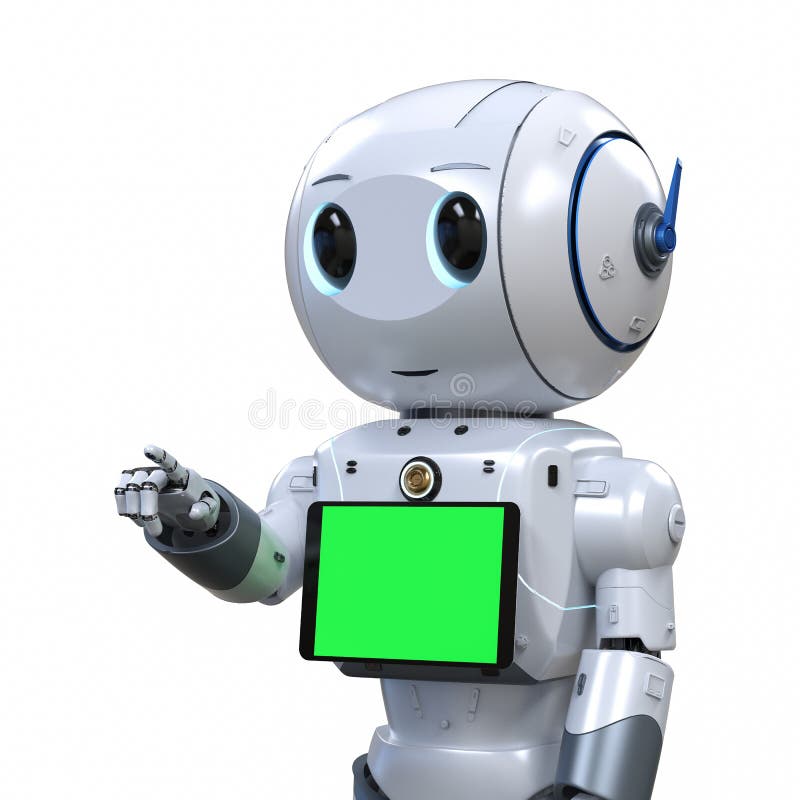 Cute Artificial Intelligence Robot Finger Point Stock Illustration ...