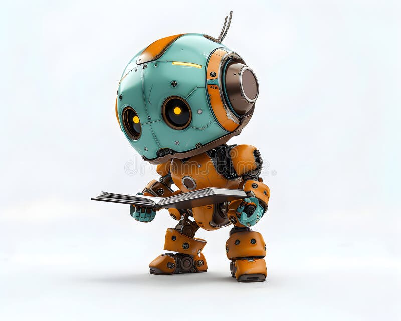 Cute Artificial Intelligence Robot Reading A Book Machine Learning