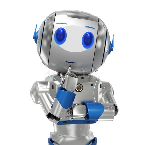 Cute Artificial Intelligence Robot Think Stock Illustration ...