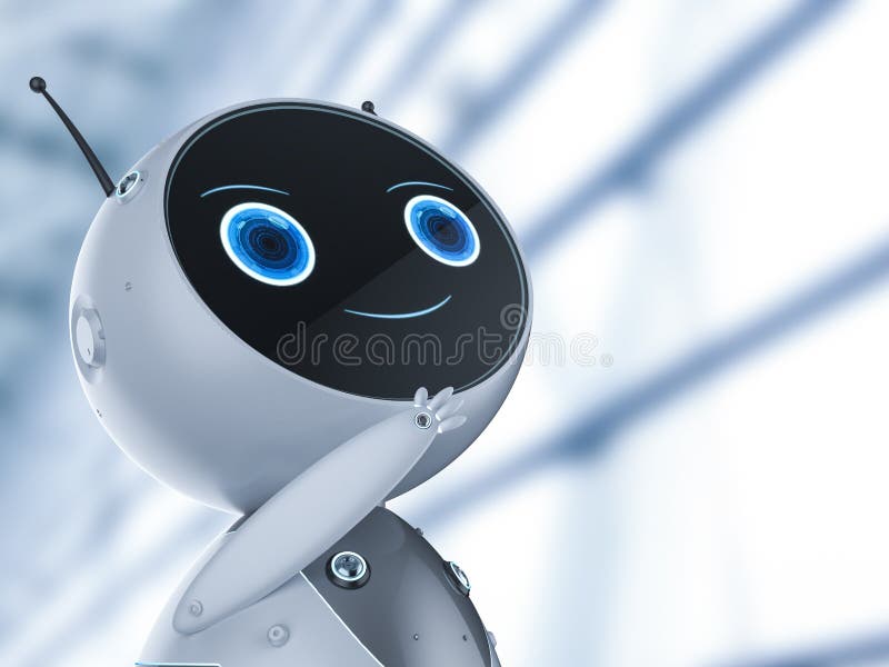 Cute Artificial Intelligence Robot Thinking Stock Illustration ...