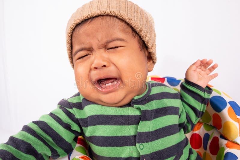 Asian baby sad and crying stock image. Image of beautiful - 191871111