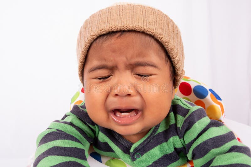 Asian baby sad and crying stock photo. Image of funny - 191871118