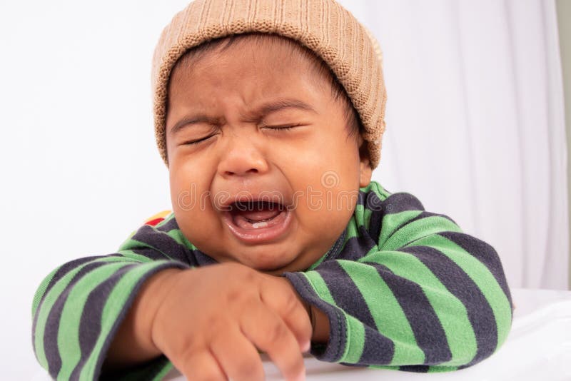 Asian baby sad and crying stock photo. Image of grimace - 191871214