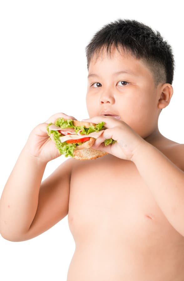 Cute fat boy with bread stock image. Image of hungry - 53103125