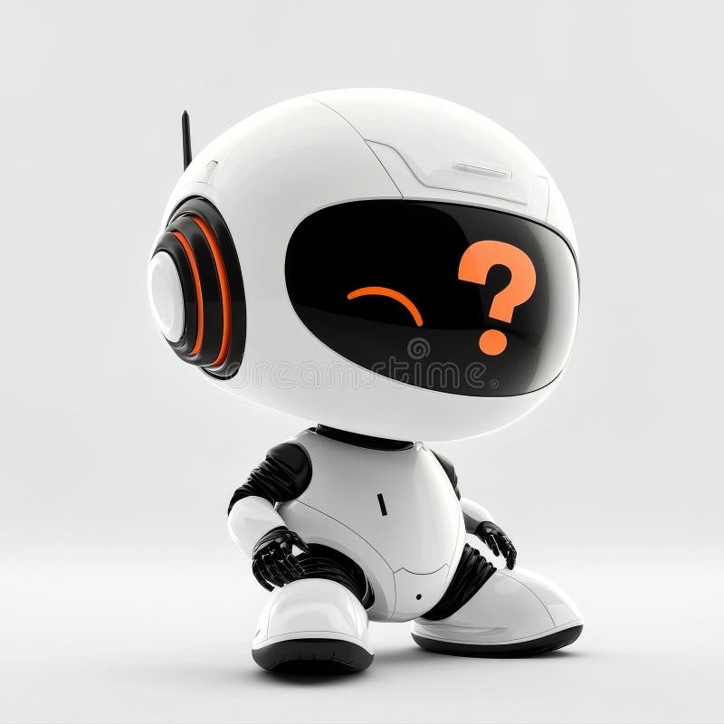 A Cute Assistant Robot with an Artificial Intelligence Question Mark ...