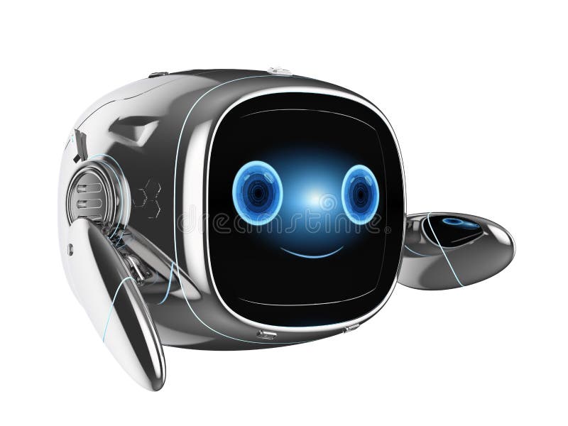 Set of Cute Assistant Artificial Intelligence Robots Isolated on White ...