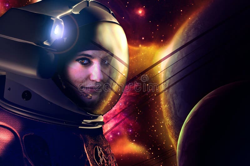 Pretty Astronaut Girl stock vector. Illustration of moon - 20143689