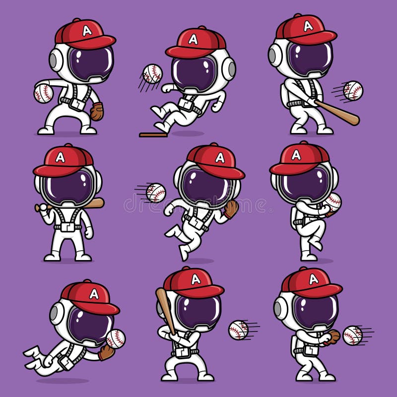 Cute astronaut baseball stock vector. Illustration of icon - 245533830