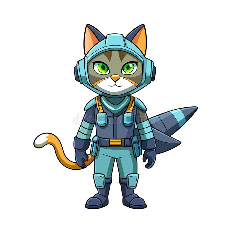 Astronaut Cat Cartoon Illustration: Cute Space Explorer in Uniform with ...