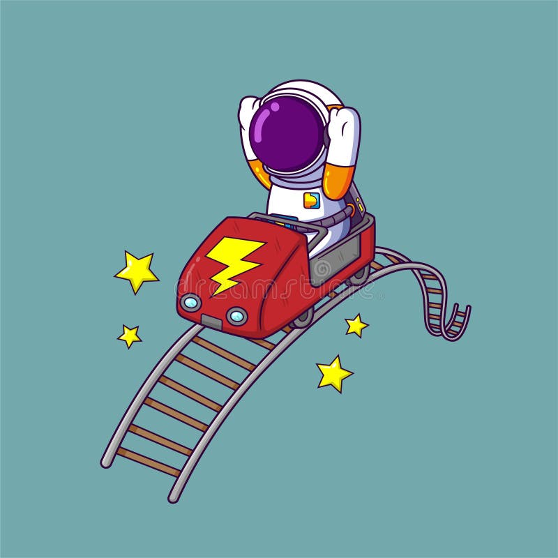 Cute Astronaut Enjoy Roller Coaster Ride Screaming and Having Fun ...