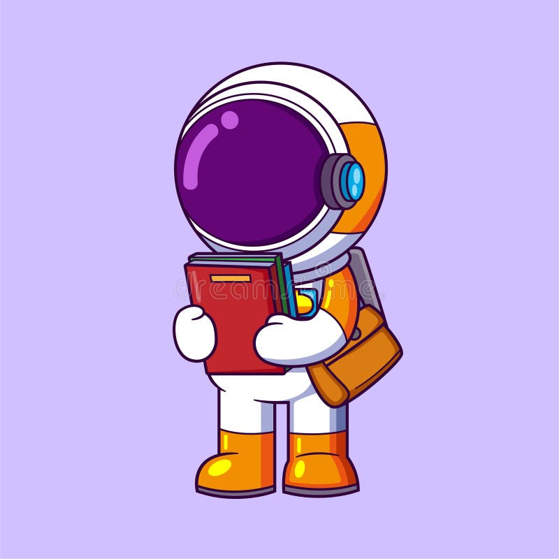 Cute Astronaut Going To Study. Cute Astronaut Walking with Books in ...
