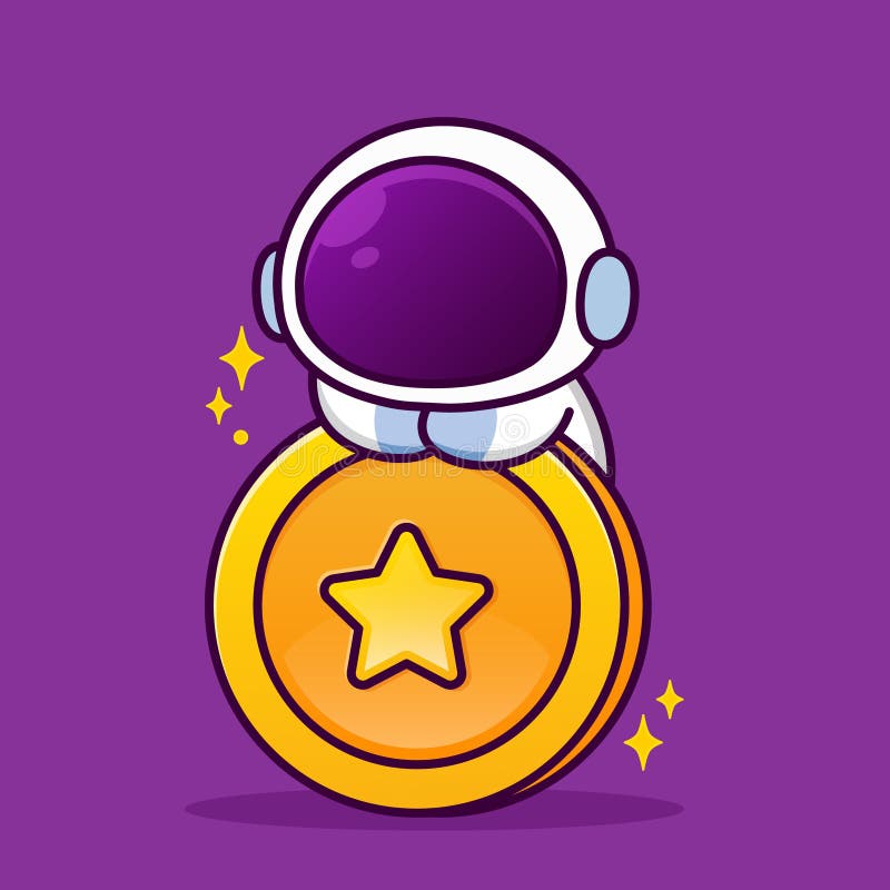 Cute Astronaut with Gold Coin Stock Vector - Illustration of drawing ...