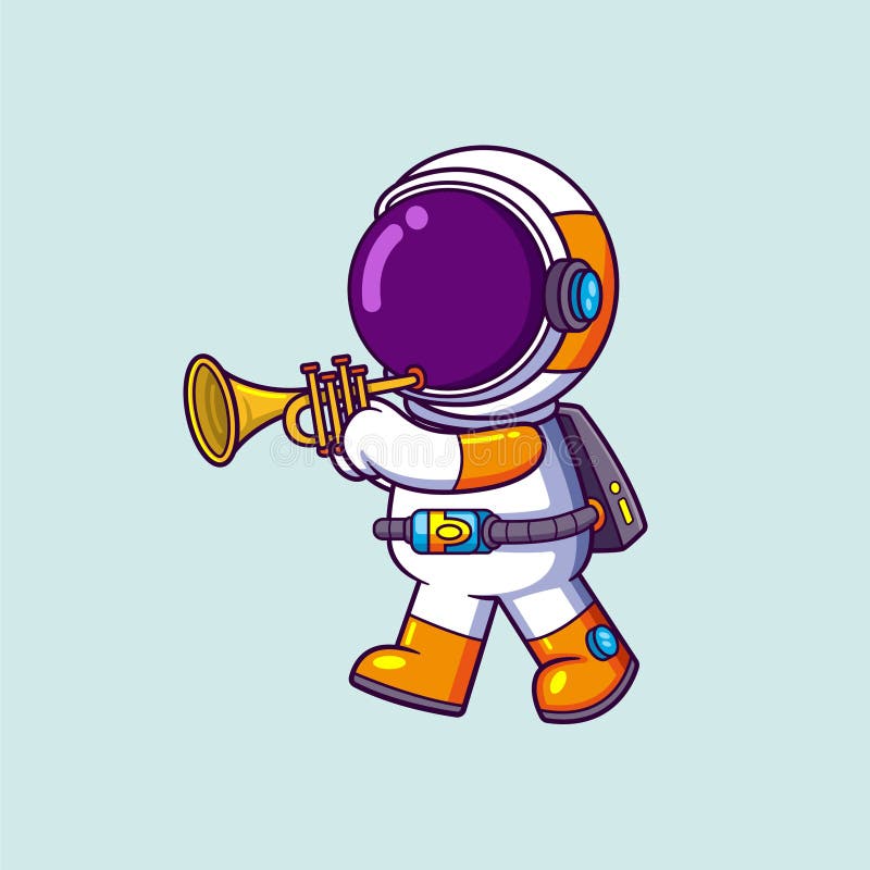 Cute Astronaut Playing Trumpet.Science Technology Icon Concept Stock ...