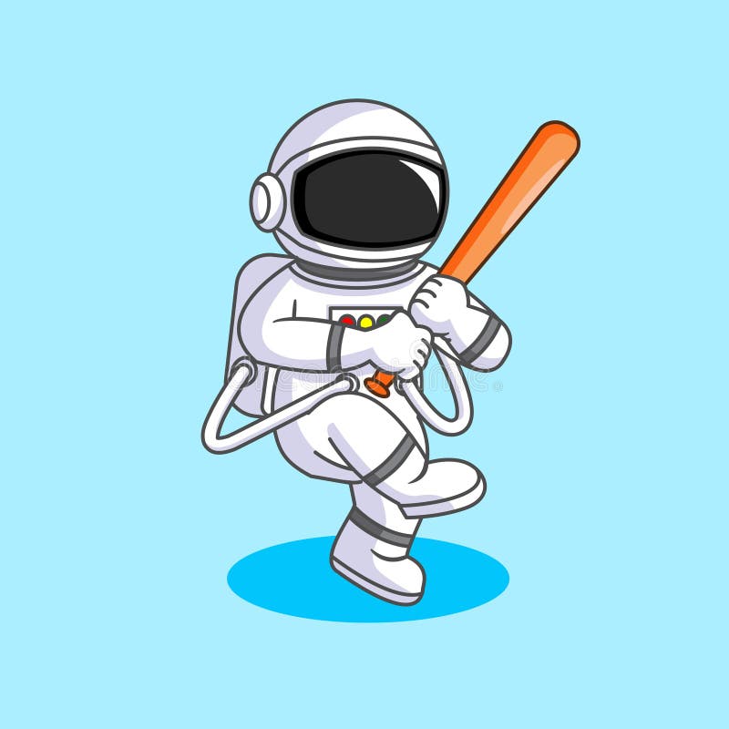 Cute Astronaut Ready To Hit Baseball Vector Stock Illustration ...