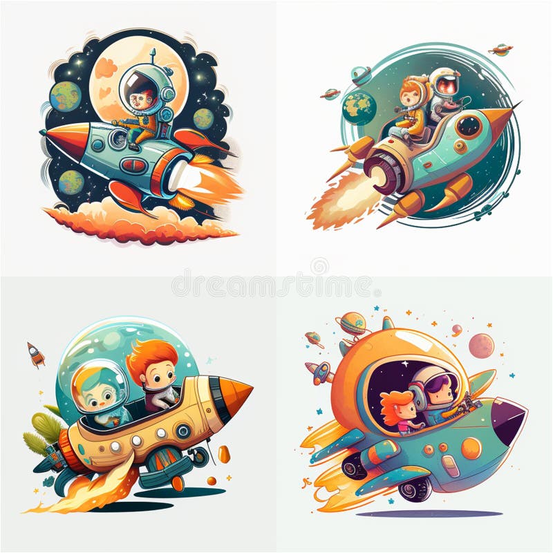 Cute Astronaut Riding Rocket Cartoon Vector Icon Illustration Stock ...