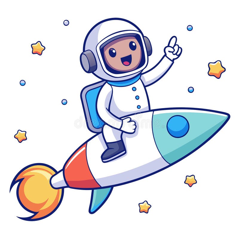 Cute Astronaut Riding Rocket with Megaphone Cartoon Vector Icon ...