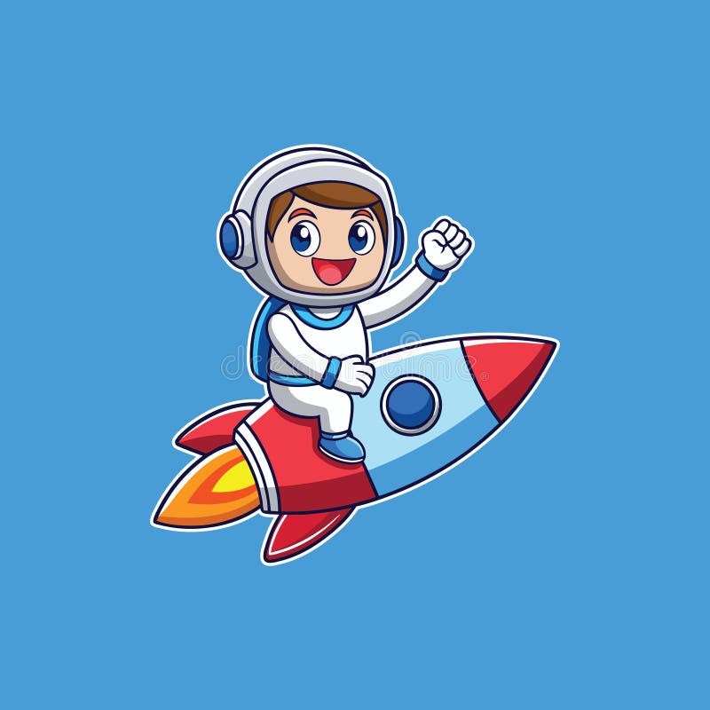 Astronaut Riding Rocket Cartoon Stock Vector - Illustration of ...