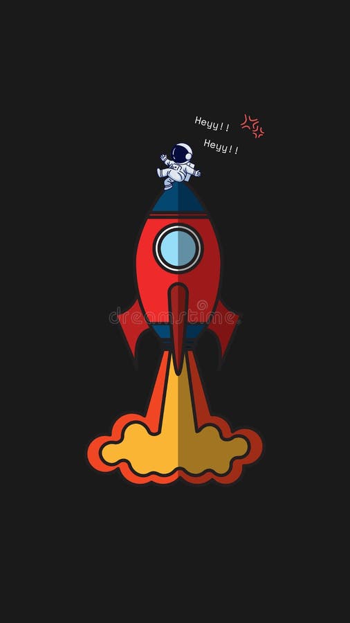 Cute Astronaut Rocket Launcher Phone Wallpaper Stock Illustration ...
