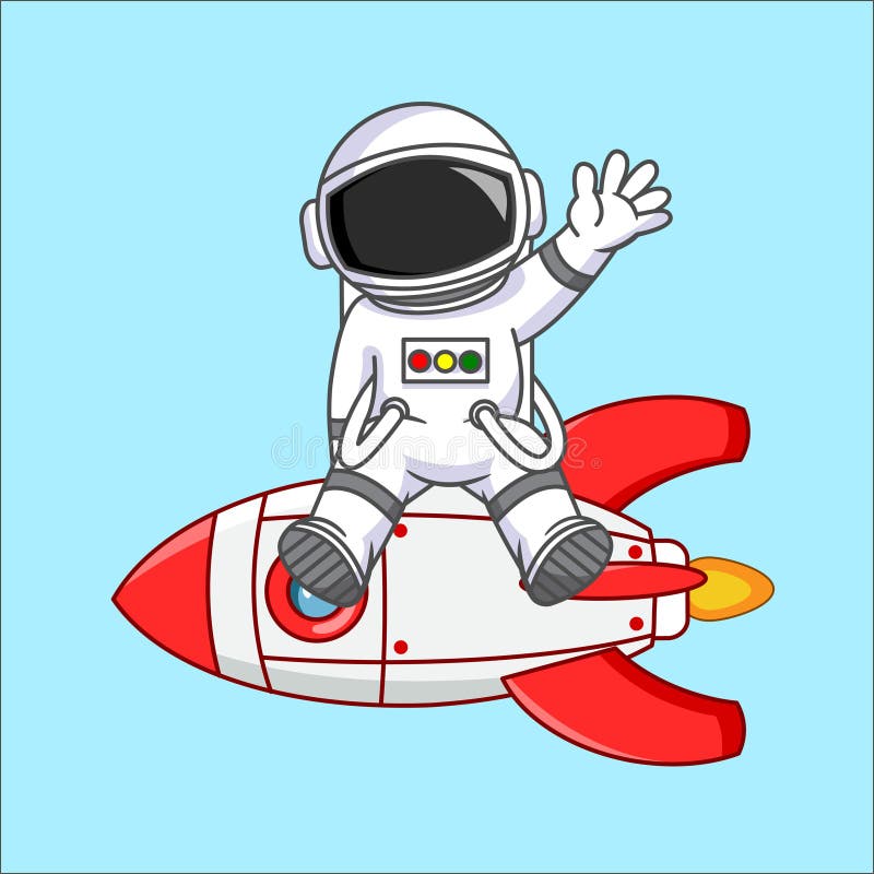 Cute Astronaut Sitting on Rocket Vector Illustration Cartoon Stock ...