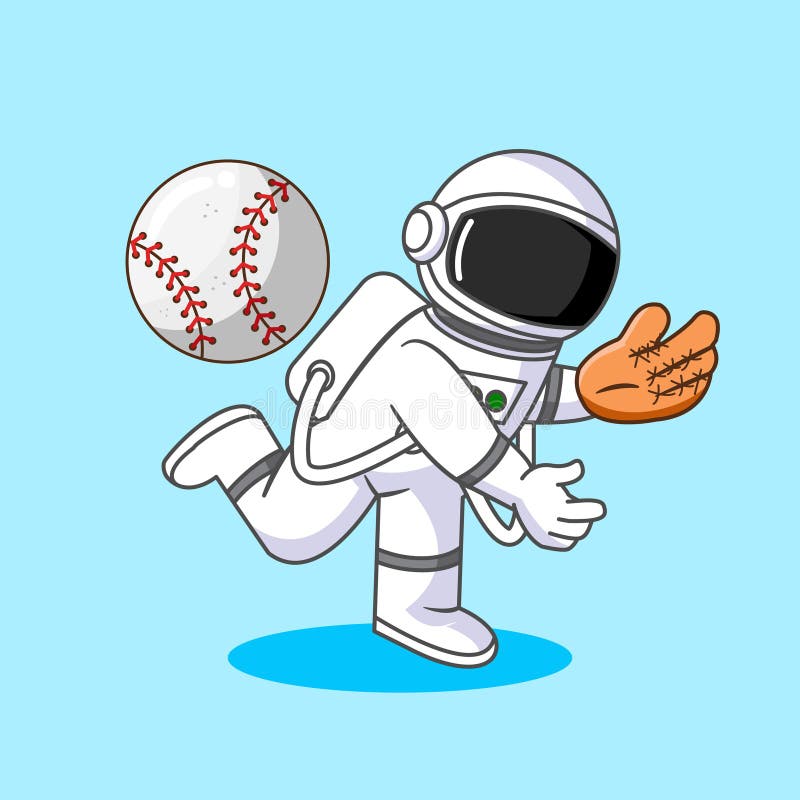 Cute Astronaut Throwing Baseball Vector Stock Illustration ...