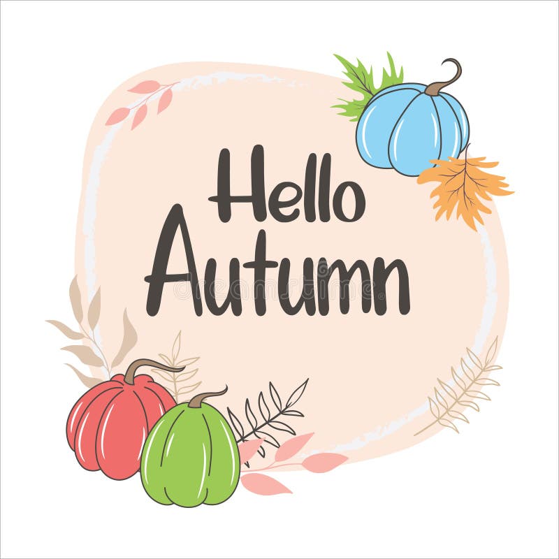 Happy Autumn Vector Illustration with Pretty Pumpkin and Bouquets ...