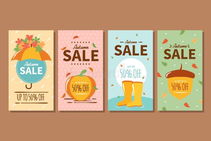 Cute autumn sale banner stock vector. Illustration of motion - 155876978