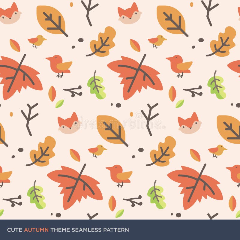 Cute Autumn Theme Seamless Pattern Vector Stock Vector - Illustration ...